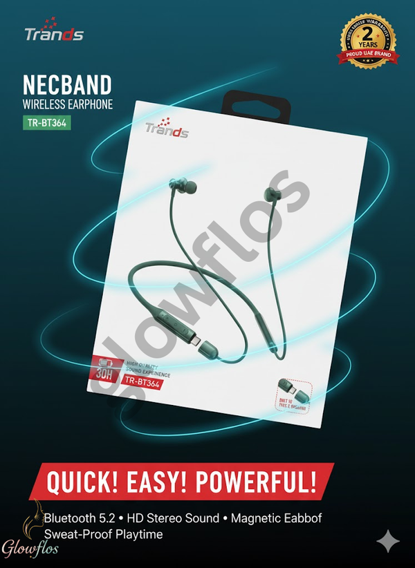 TRANDS TR-BT364 NECKBAND WIRELESS EARPHONE – Glow Flos